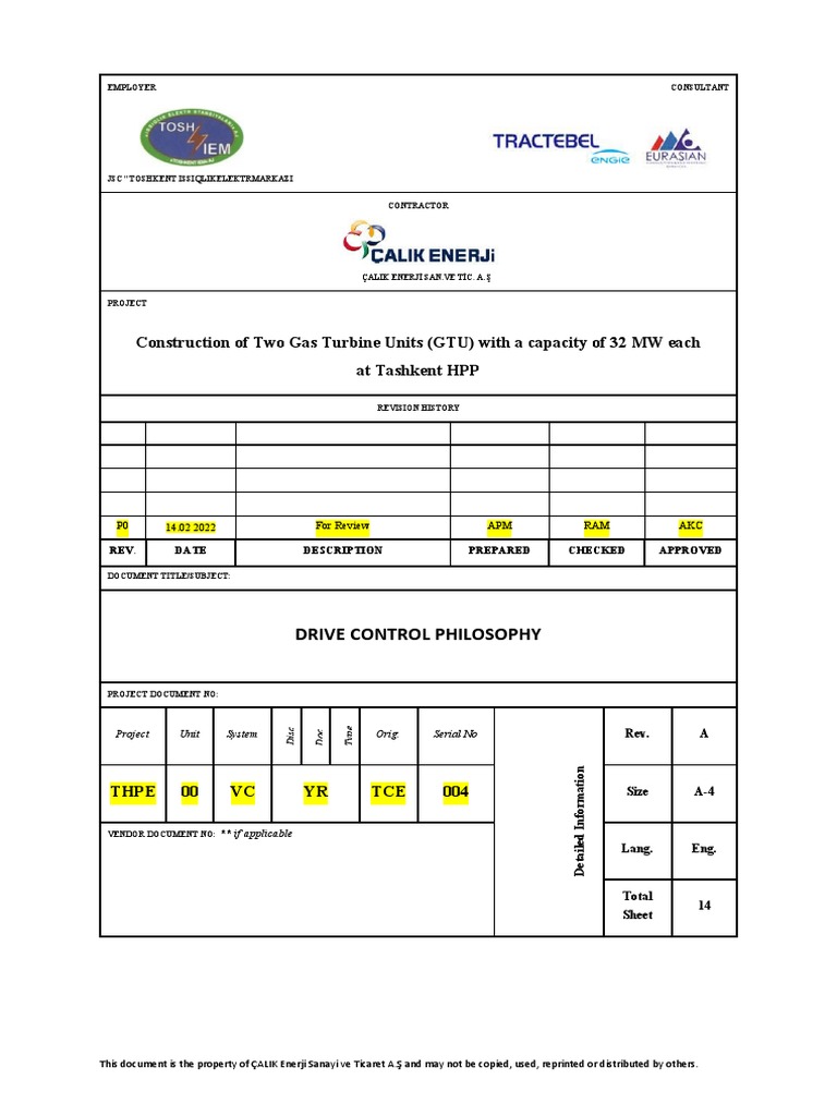 Attachment-S - Drive Control Philosophy | PDF | Programmable Logic ...