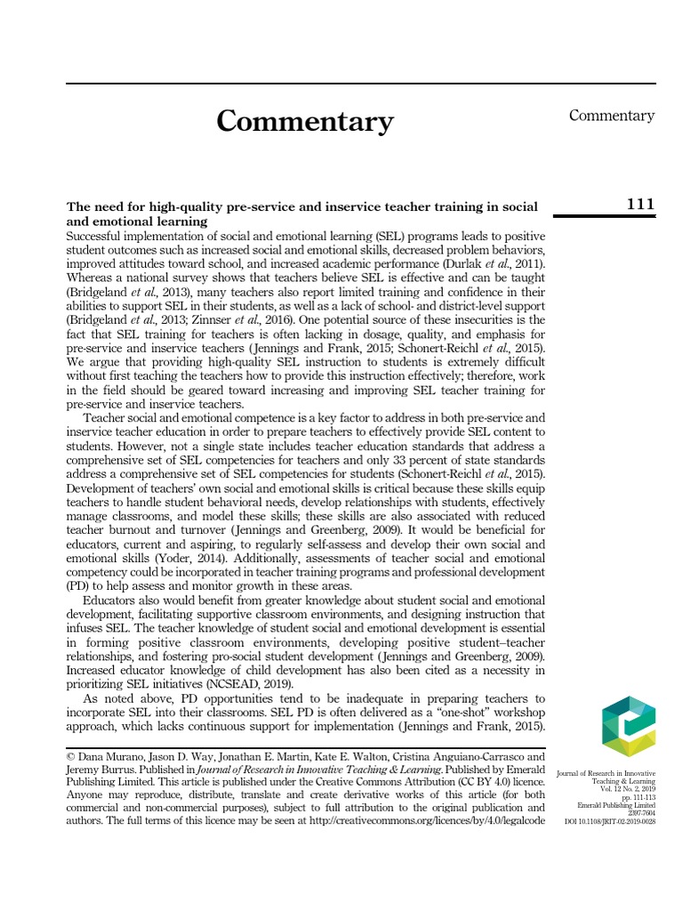 Pre-Service Training SEL | PDF