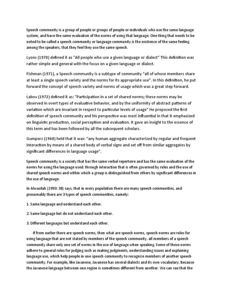 Speech Community | PDF | Multilingualism | Linguistics