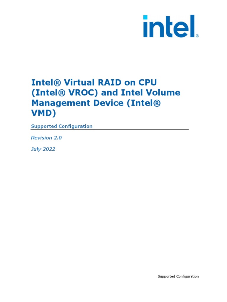 Intel VROC VMD Supported Configs 7 7 | Download Free PDF | Solid State ...