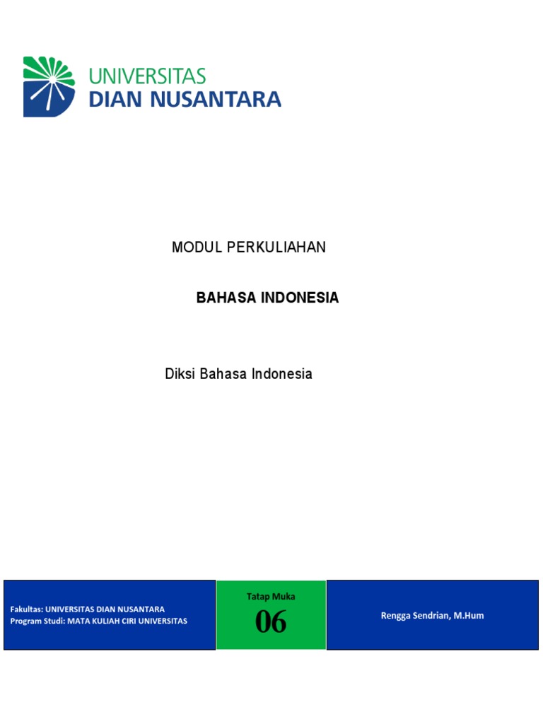 (P.6) MODUL 6 Diksi Bahasa Indonesia | PDF