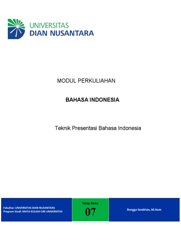 (P.7) MODUL 7 Teknik Presentasi Bahasa Indonesia | PDF | Karier ...