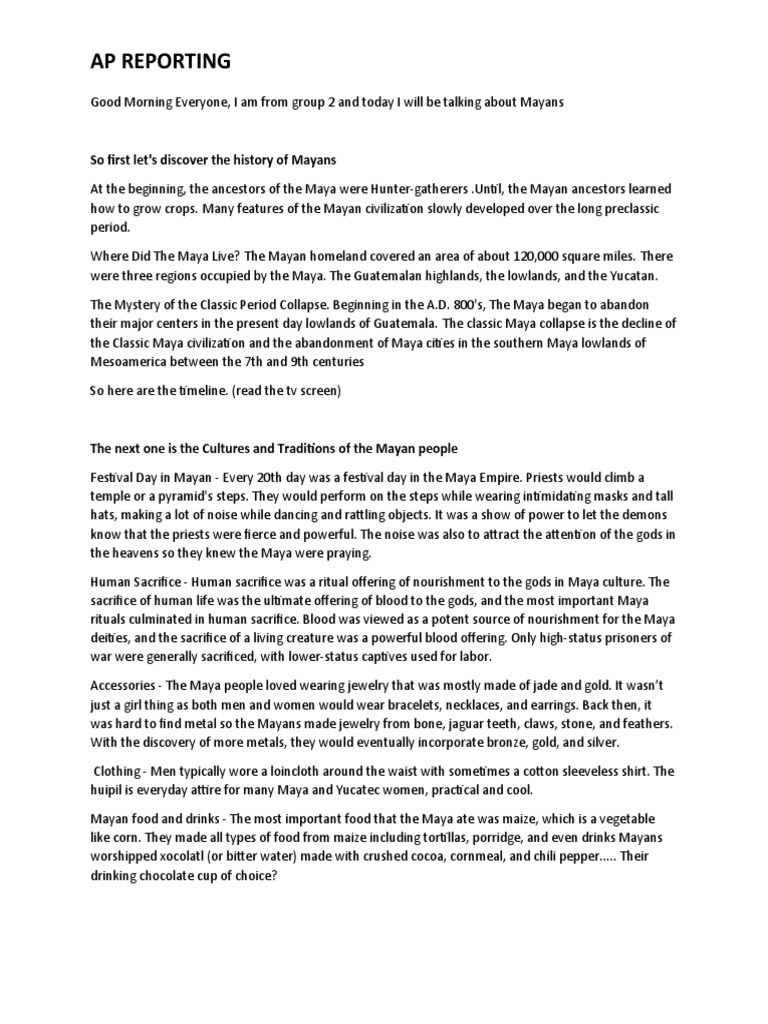 Ap Reporting G2 | Download Free PDF | Maya Civilization | Mesoamerica