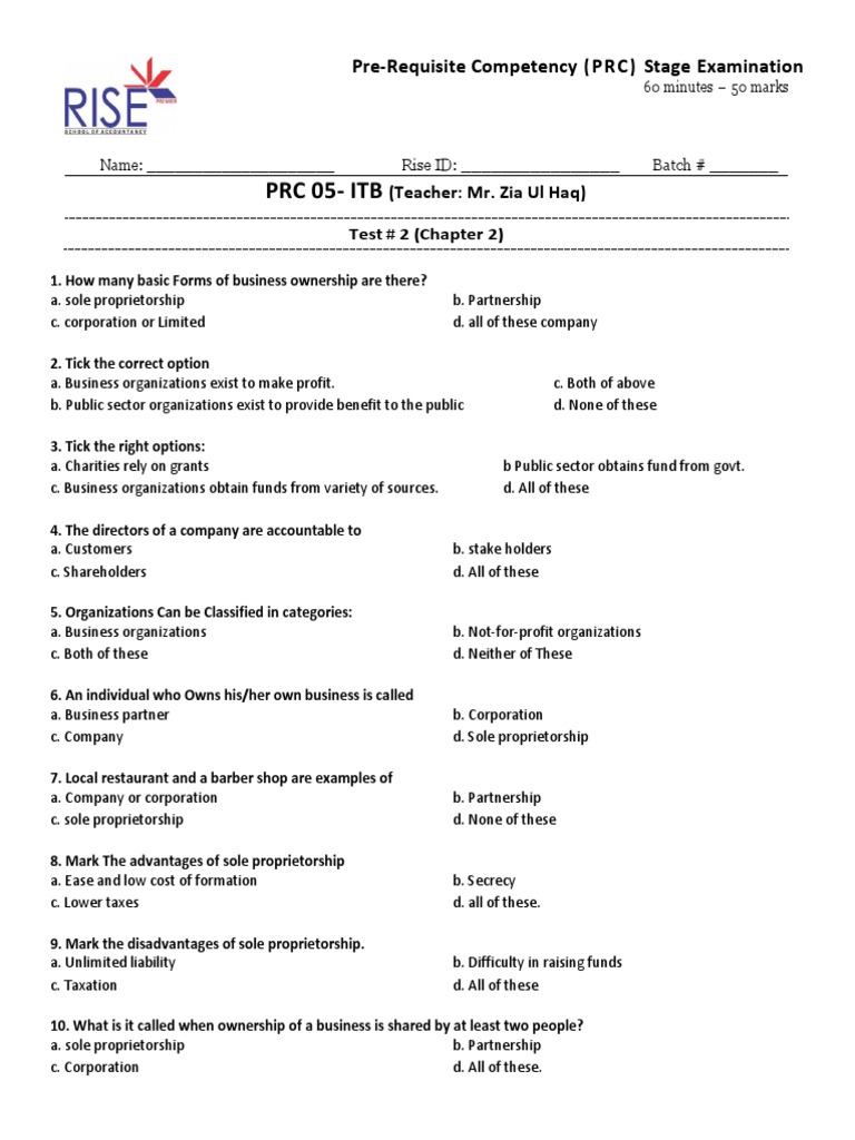 PRC 05-Itb: Pre-Requisite Competency (PRC) Stage Examination | PDF