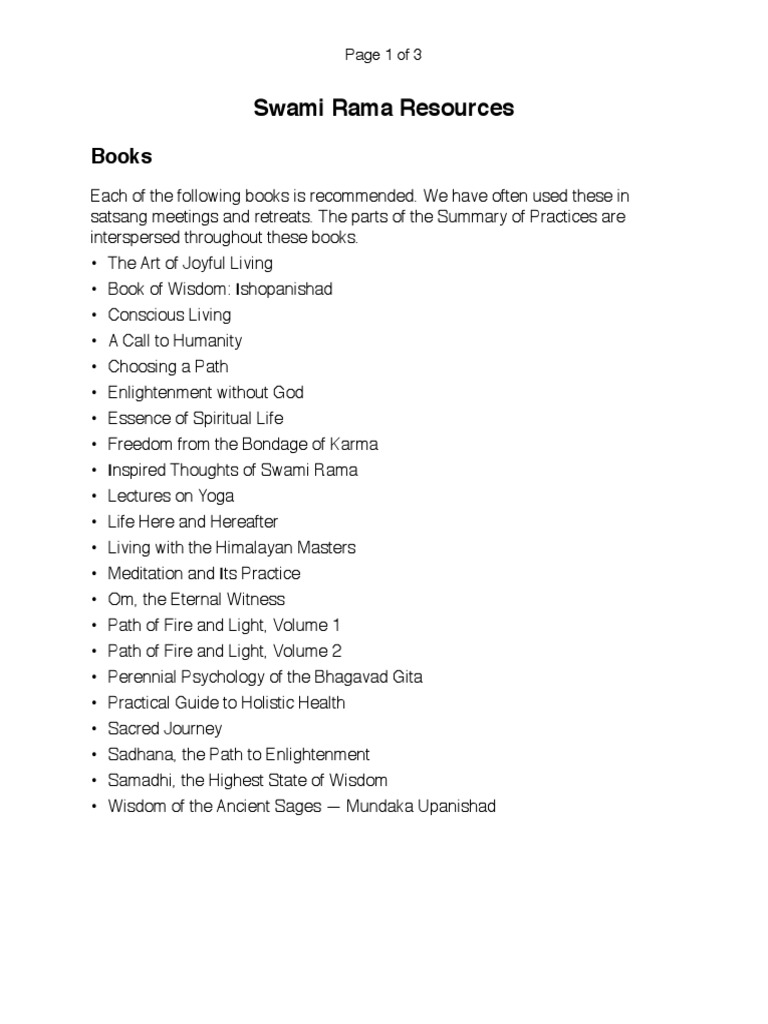 Swami Rama Resources | PDF