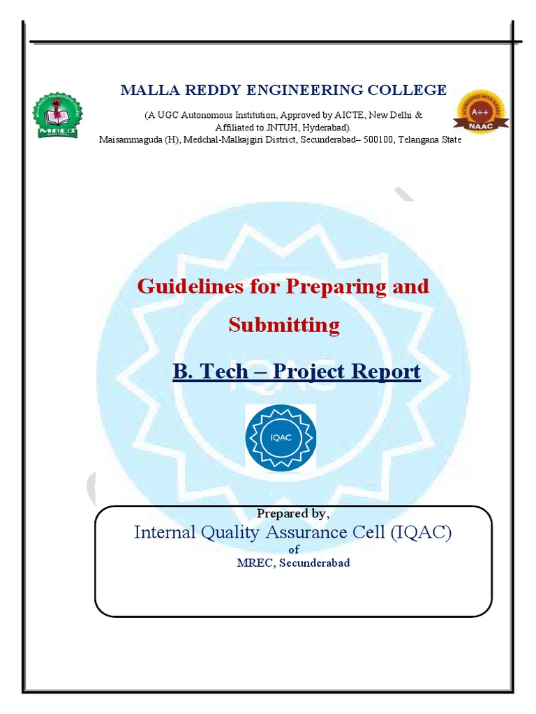 B.Tech Project Report Format | PDF | Thesis | Citation