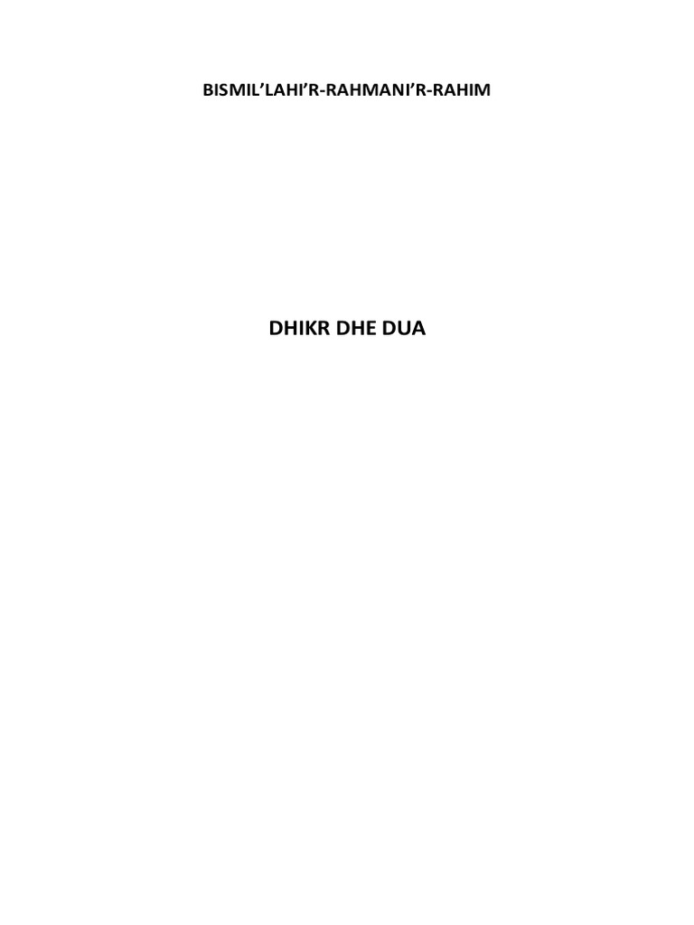 Dhikr Dhe Dua: Bismil'Lahi'R-Rahmani'R-Rahim | PDF