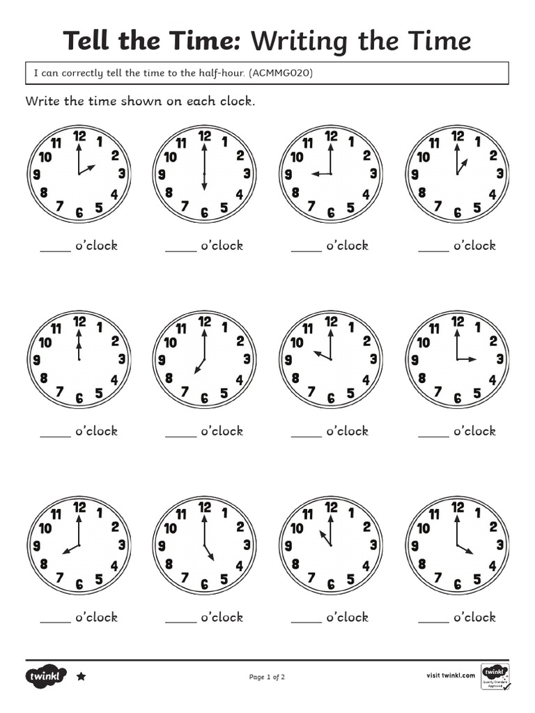 Write the Time on Clocks Worksheet | PDF | Home & Garden
