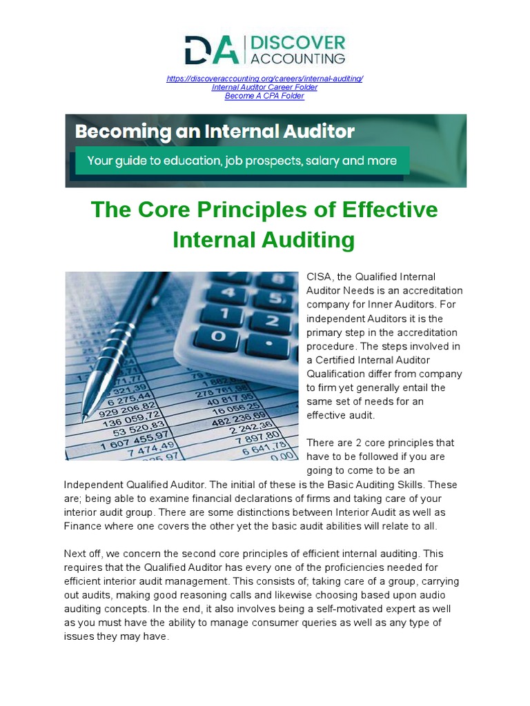 The Core Principles of Effective Internal Auditing | PDF | Audit ... The Core Principles of Effective Internal Auditing | PDF | Audit ...