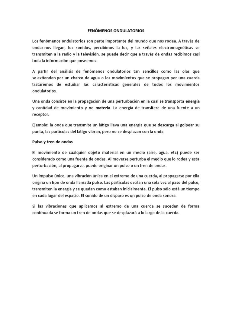 FENOMENOS ONDULATORIOS. Ondas | PDF | Olas | Infrarrojo FENOMENOS ONDULATORIOS. Ondas | PDF | Olas | Infrarrojo
