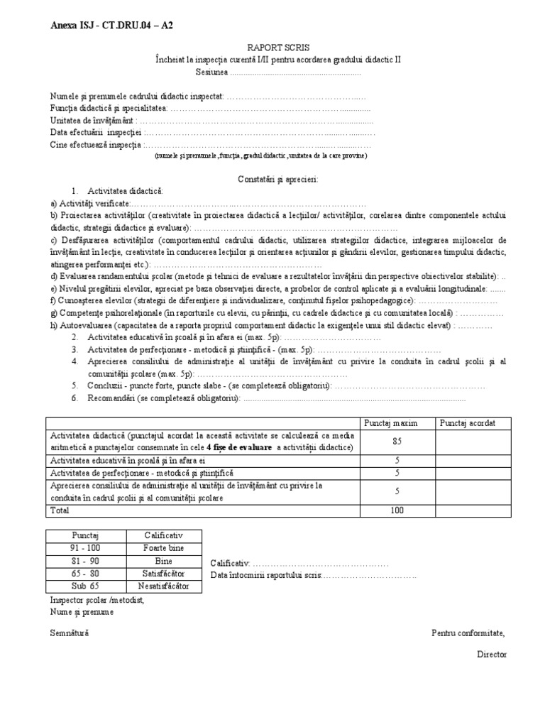 Model Raport Scris Curenta Grad II | PDF