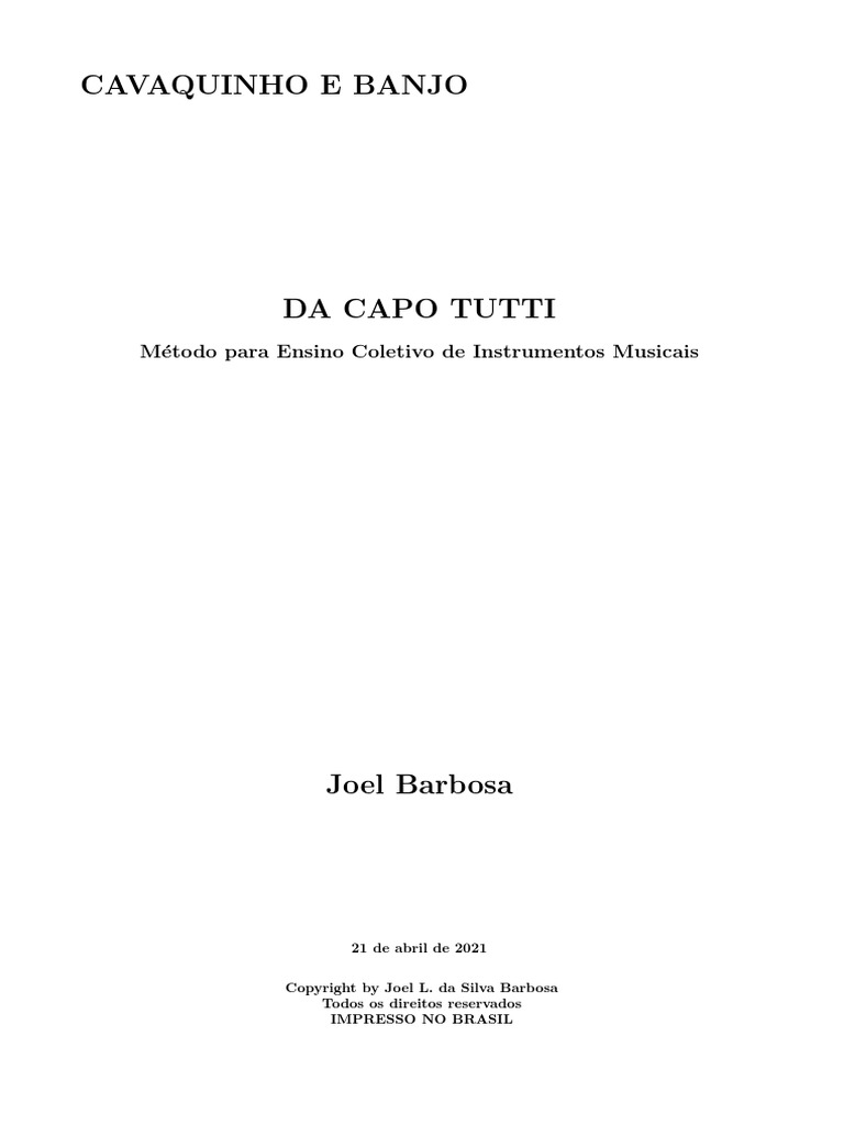 Da Capo Tutti - Joel Barbosa - Cavaquinho e Banjo | PDF | Acordeão | Canto