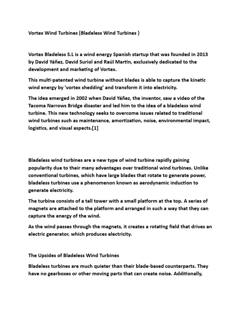 Vortex Wind Turbines | PDF