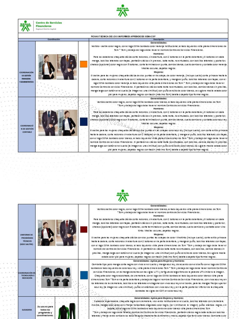 Uniformes - SENA - Aprendices FINAL HORIZONTAL | PDF | Camisa | Color