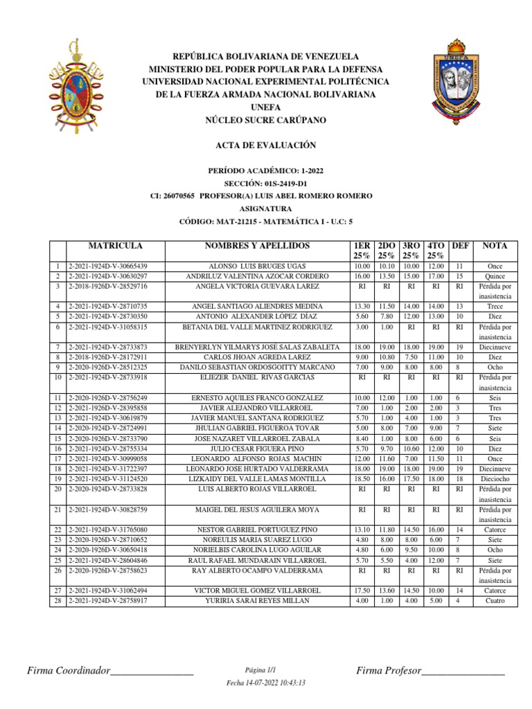 Formato de Notas Unefa | PDF