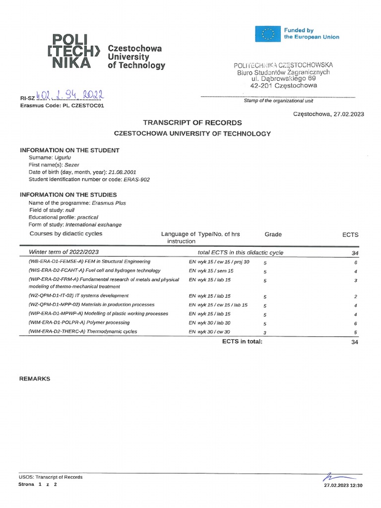 Transcript of Records | PDF