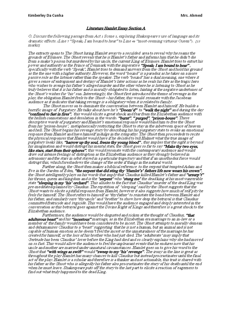 Hamlet Act 1 Scene 5 Analysis | PDF