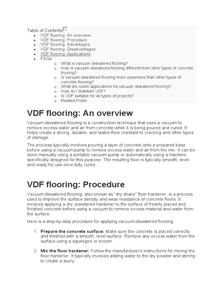 VDF Flooring | PDF | Concrete | Flooring