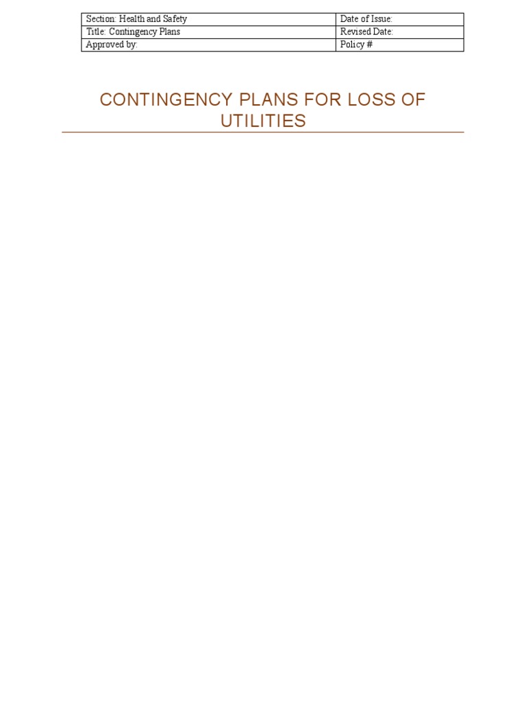 Loss of Utilities Contingency Plan Template | PDF