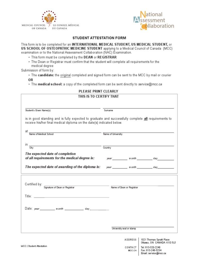 Student Attestation Form | PDF
