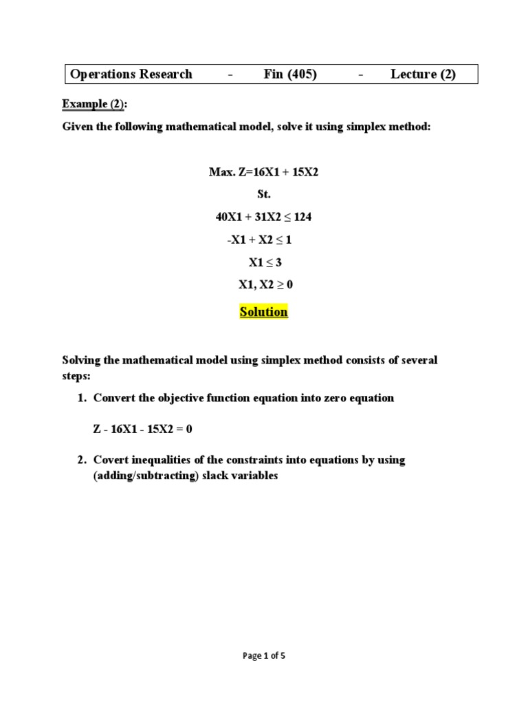 Simplex Method | PDF | Mathematics | Analysis