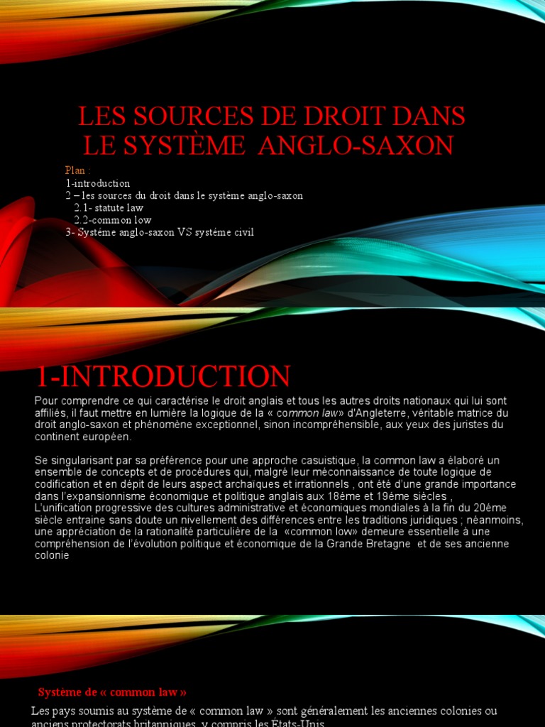 Les Sources de Droit Dans Le Système Anglo-Saxon: Plan | PDF | Règle du ...