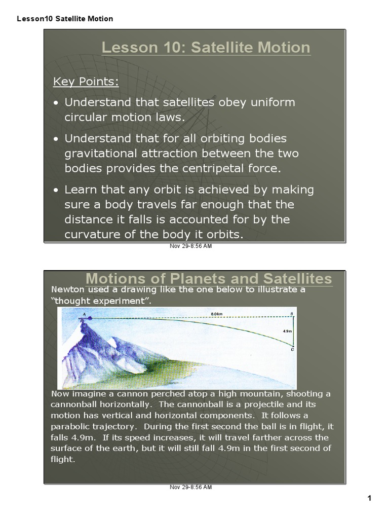 Lesson10 Satellite Motion | PDF