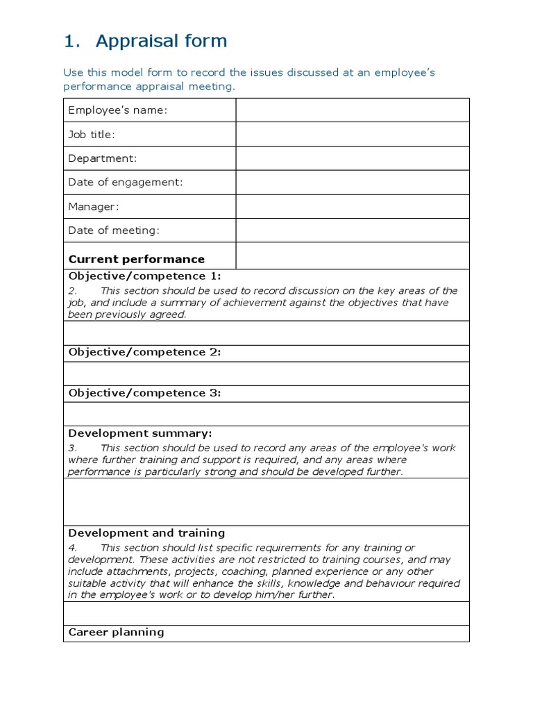 Employee Performance Appraisal Form | PDF