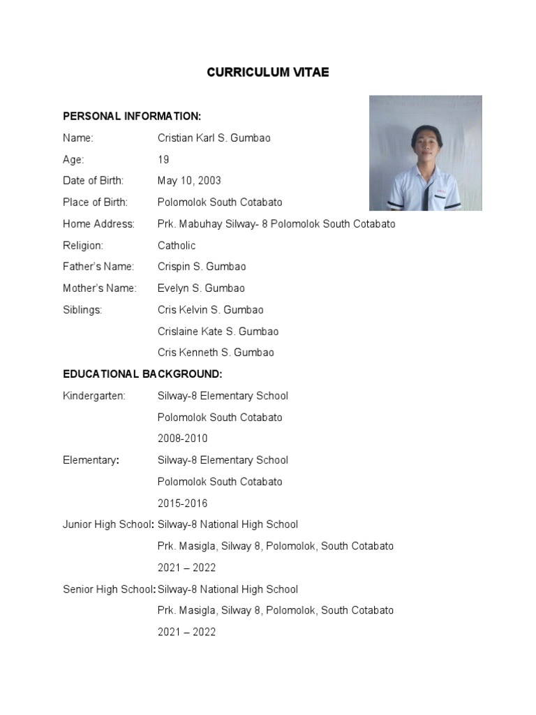 CV Template for Students | PDF | Youth | Secondary Education