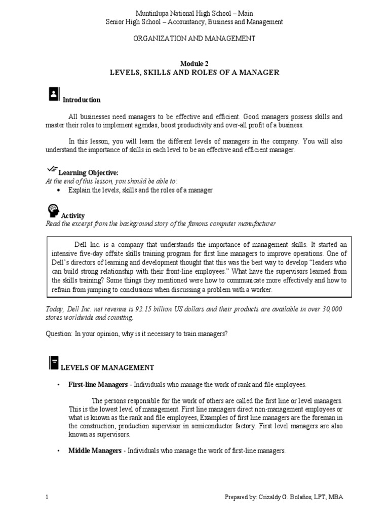 Module 2-Organization and Management | PDF