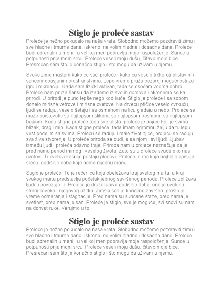 Prolece Je Stiglo | PDF