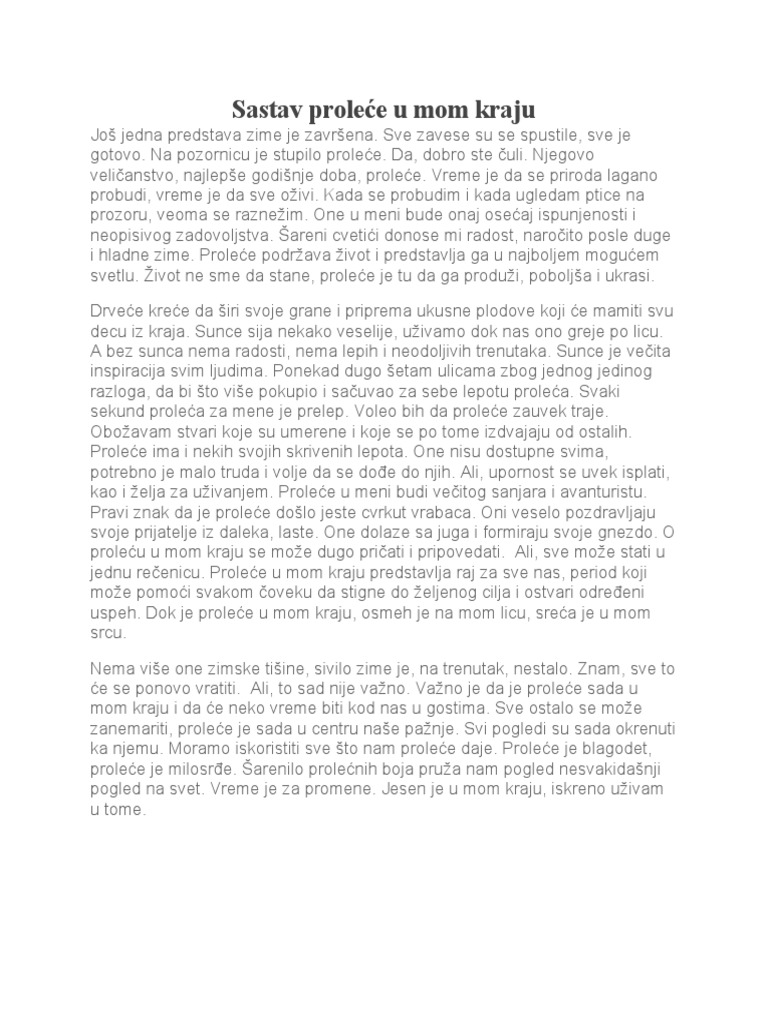 Prolece U Mom Kraju | PDF