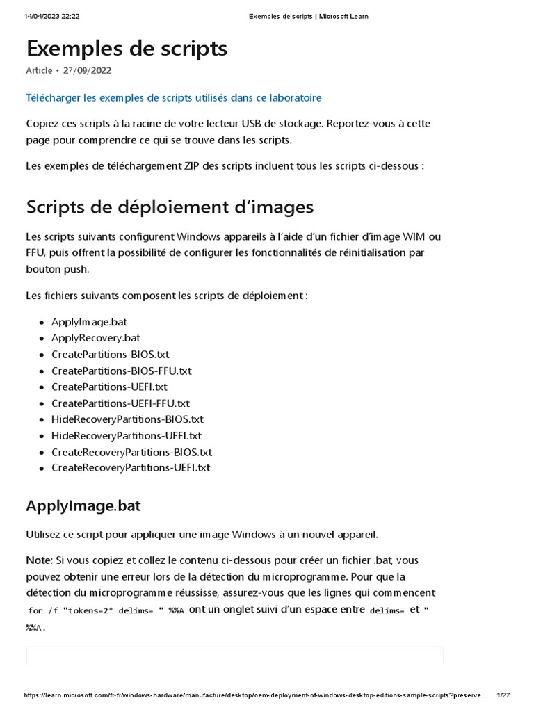 Exemples de scripts pour Windows 10 | PDF | Windows 10 | Ingénierie ...