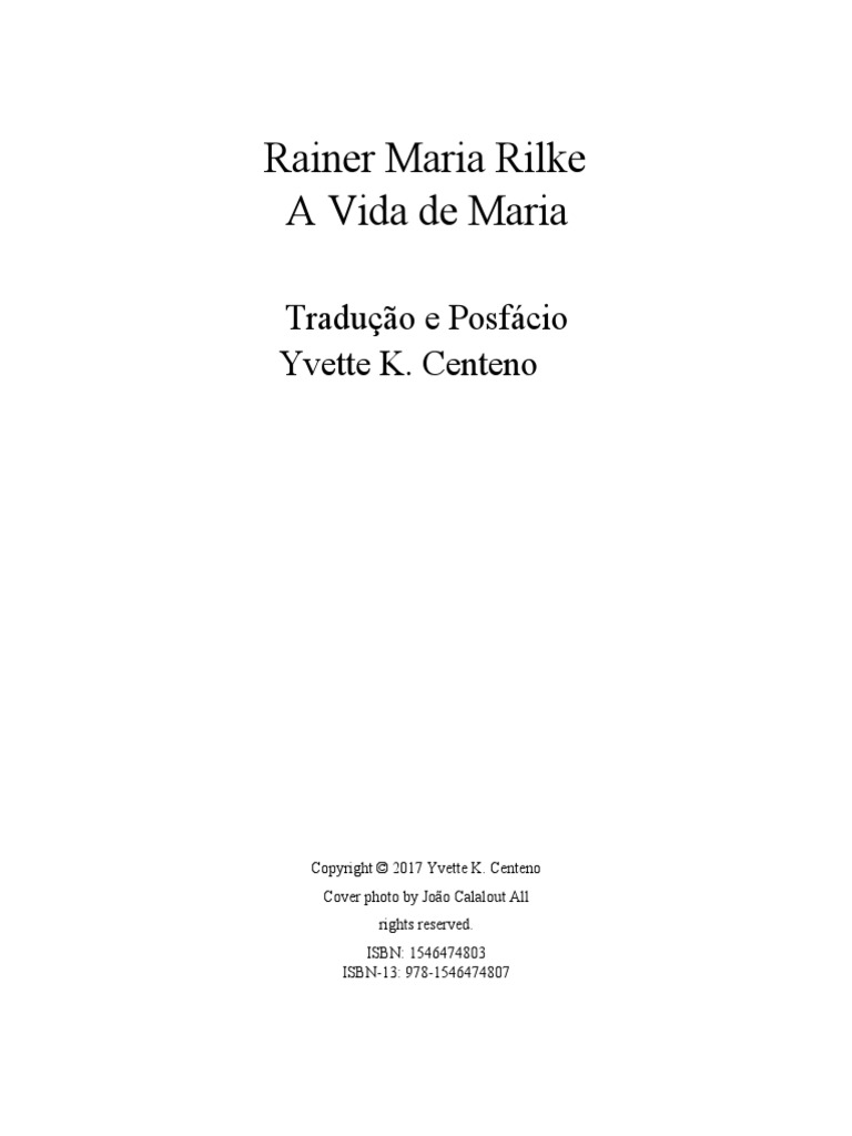 A Vida de Maria - Rainer Maria Rilke | PDF | Rainer Maria Rilke