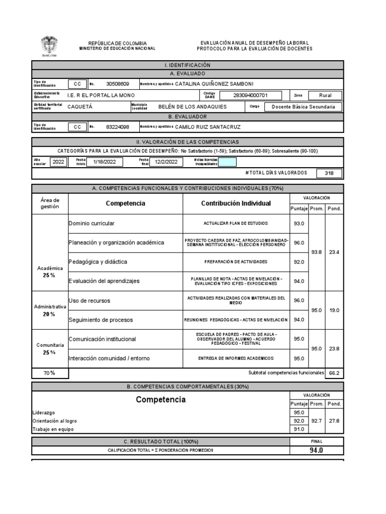Evaluación de Desempeño Docente 2022 | PDF | Evaluación | Maestros