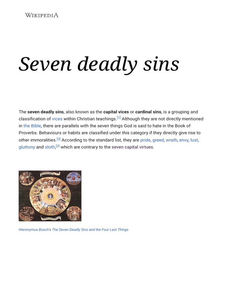Understanding the Seven Deadly Sins | PDF