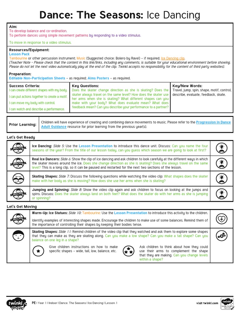 Lesson Plan Ice Dancing Yr 1 | PDF | Dances