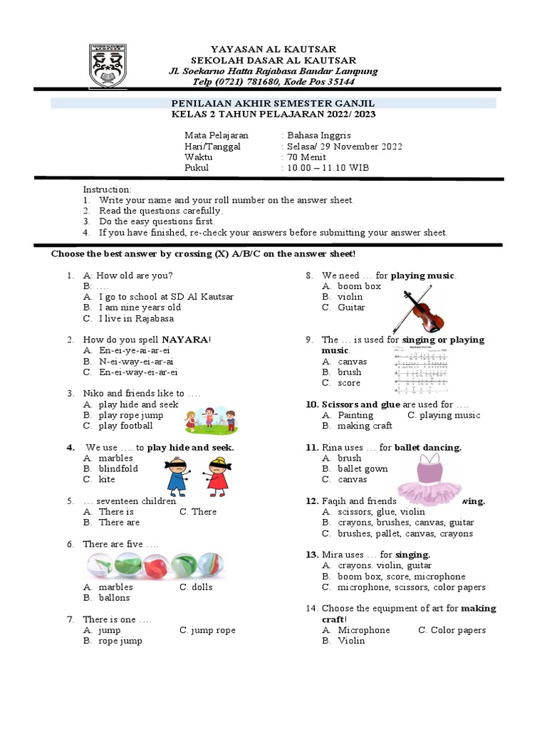 Final Test Grade 2 | PDF | The Arts
