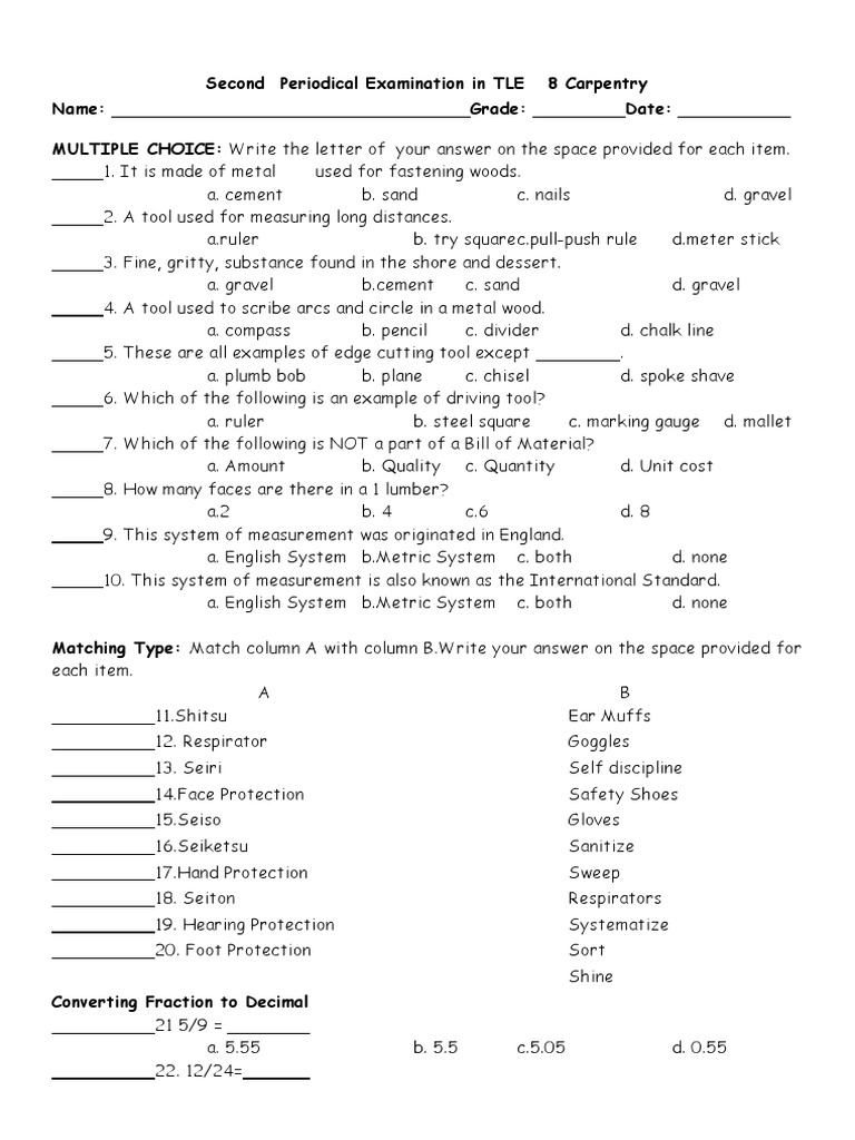 Tle 8 Carpentry | PDF | Tools