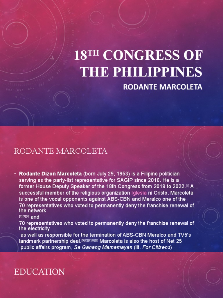 Cong. Rodante Marcoleta | PDF | Government | Philippines