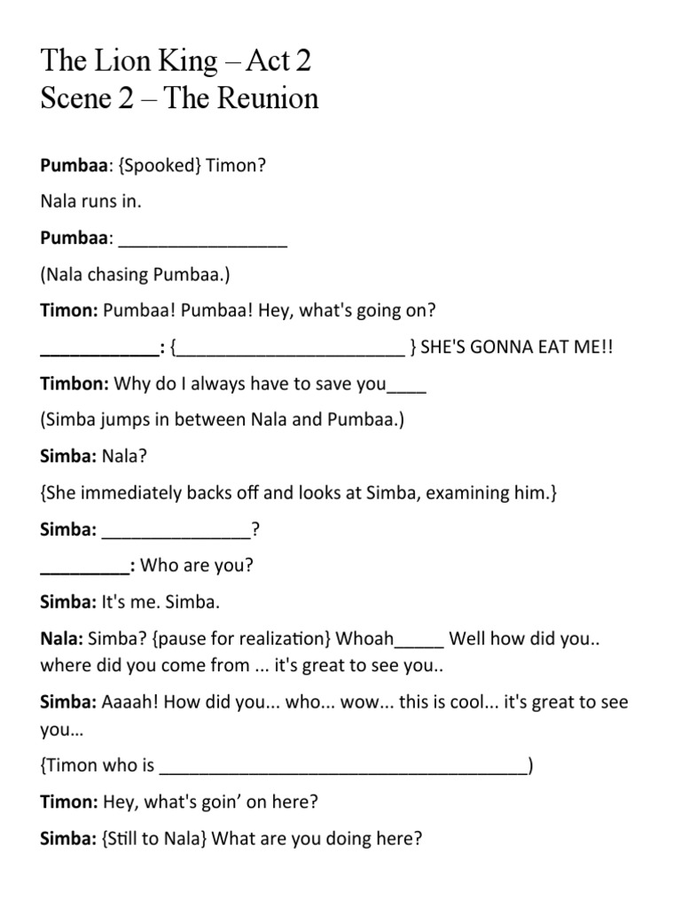 The Lion King Play Script | PDF | Home & Garden