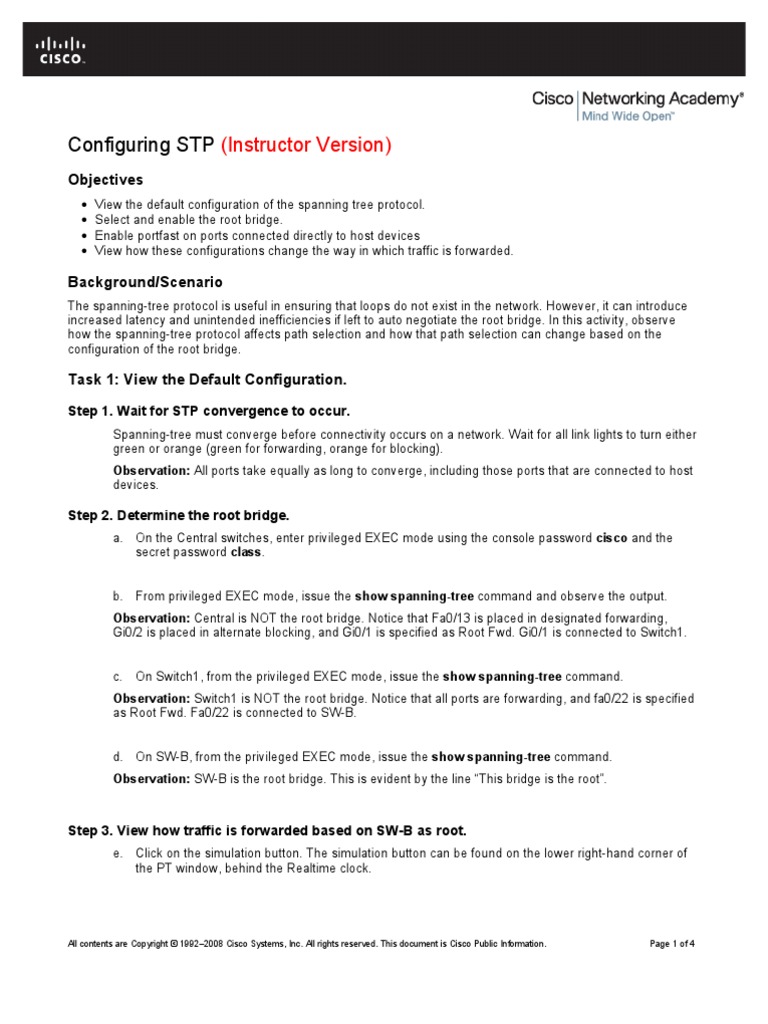 Configuring STP | PDF | Network Switch | Telecommunications