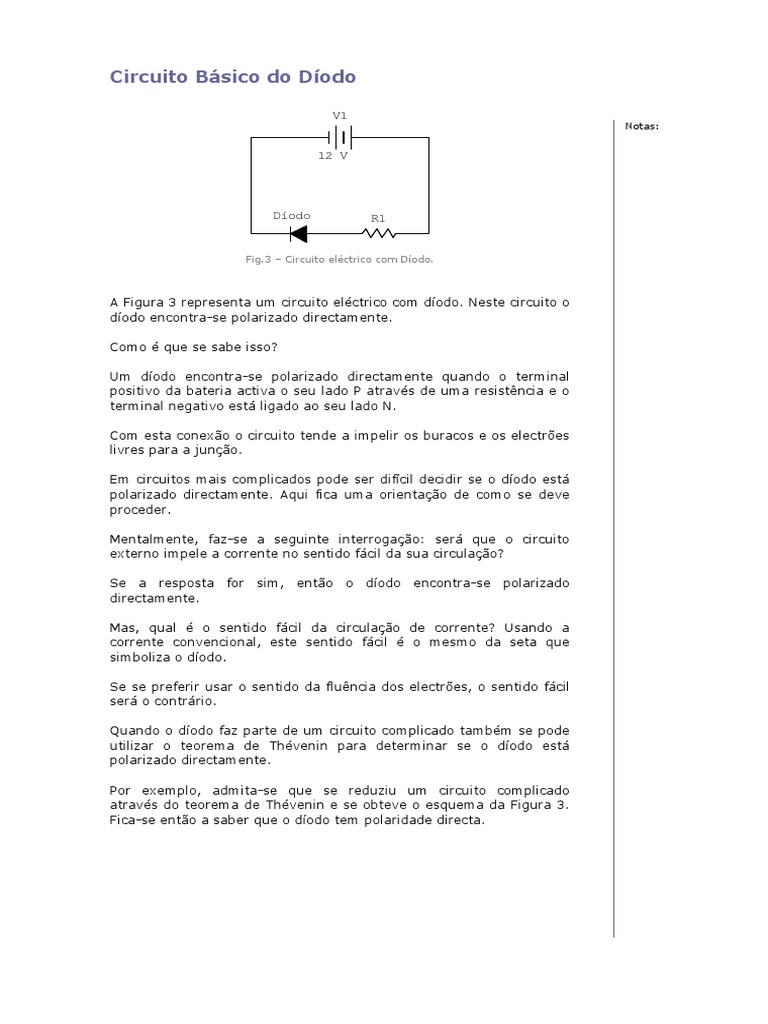 Circuito Basico de Um Diodo | PDF | Diodo | Rede elétrica