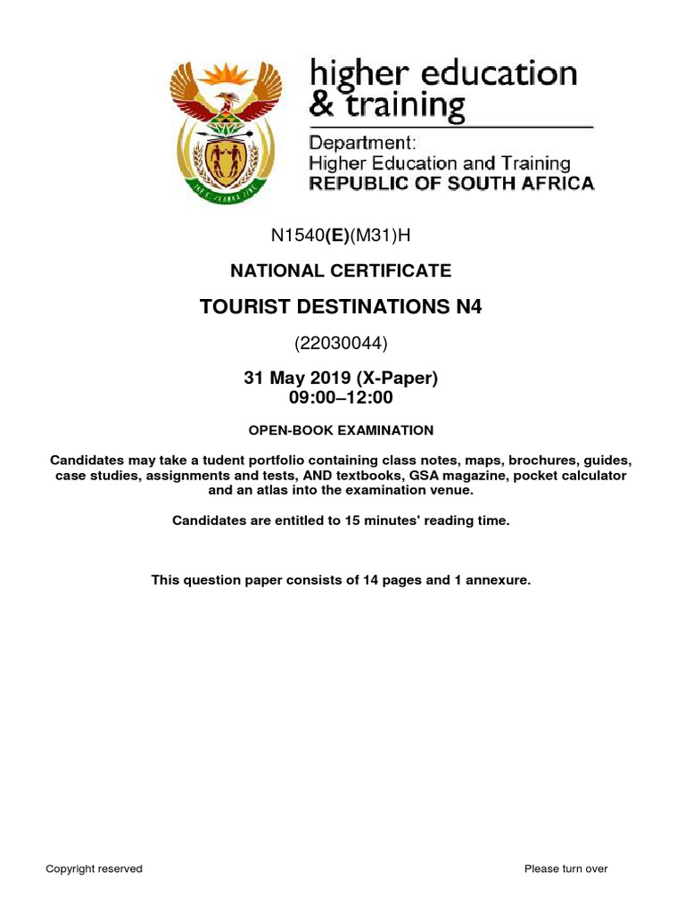 Tourist Destinations N4: National Certificate | PDF | Cape Town