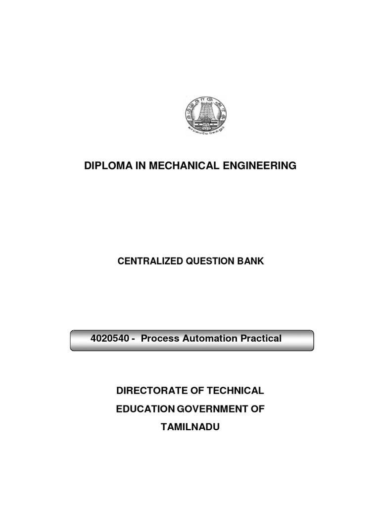 Diploma in Mechanical Engineering: 4020540 - Process Automation ...