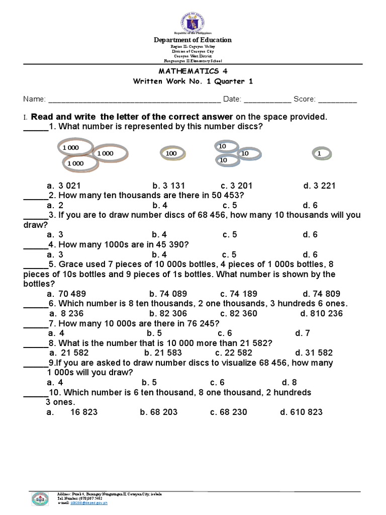 Math4 Summative Test Q1 (Final) | PDF | Division (Mathematics) | Arithmetic