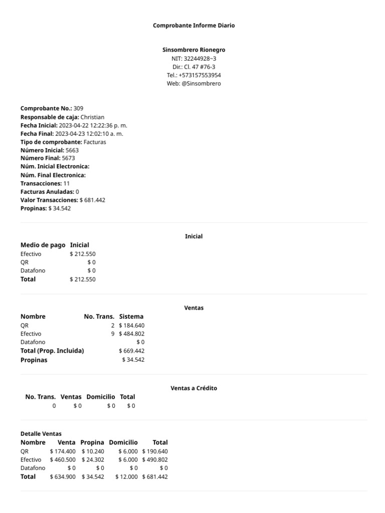 PirPos - Impresión de Cuadre de Caja | PDF | Industrias de servicio ...