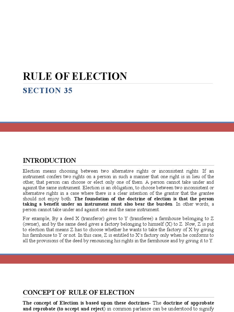 Rule of Election: Section 35 | PDF
