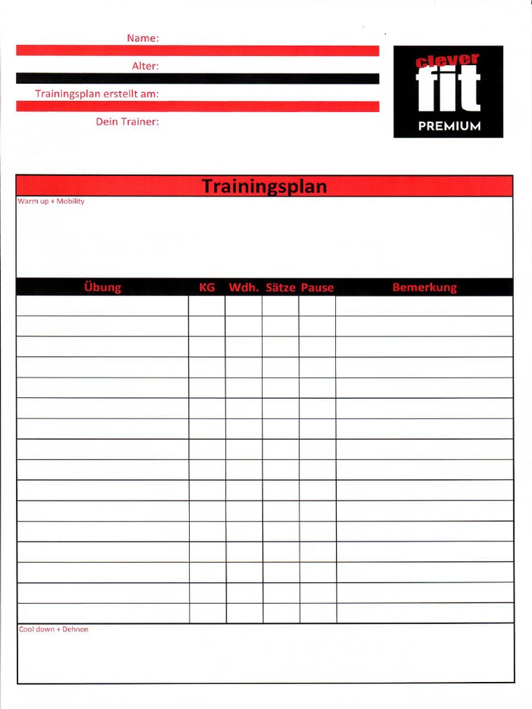 Formular Trainingsplan | PDF
