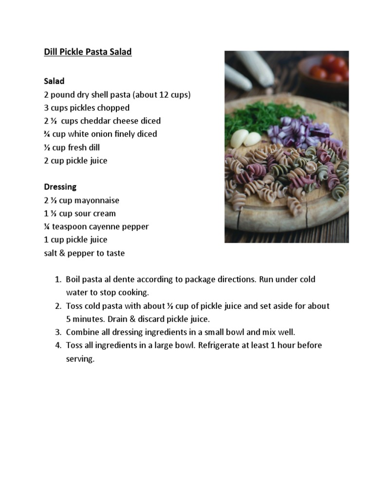 Dill Pickle Pasta Salad Recipe | PDF